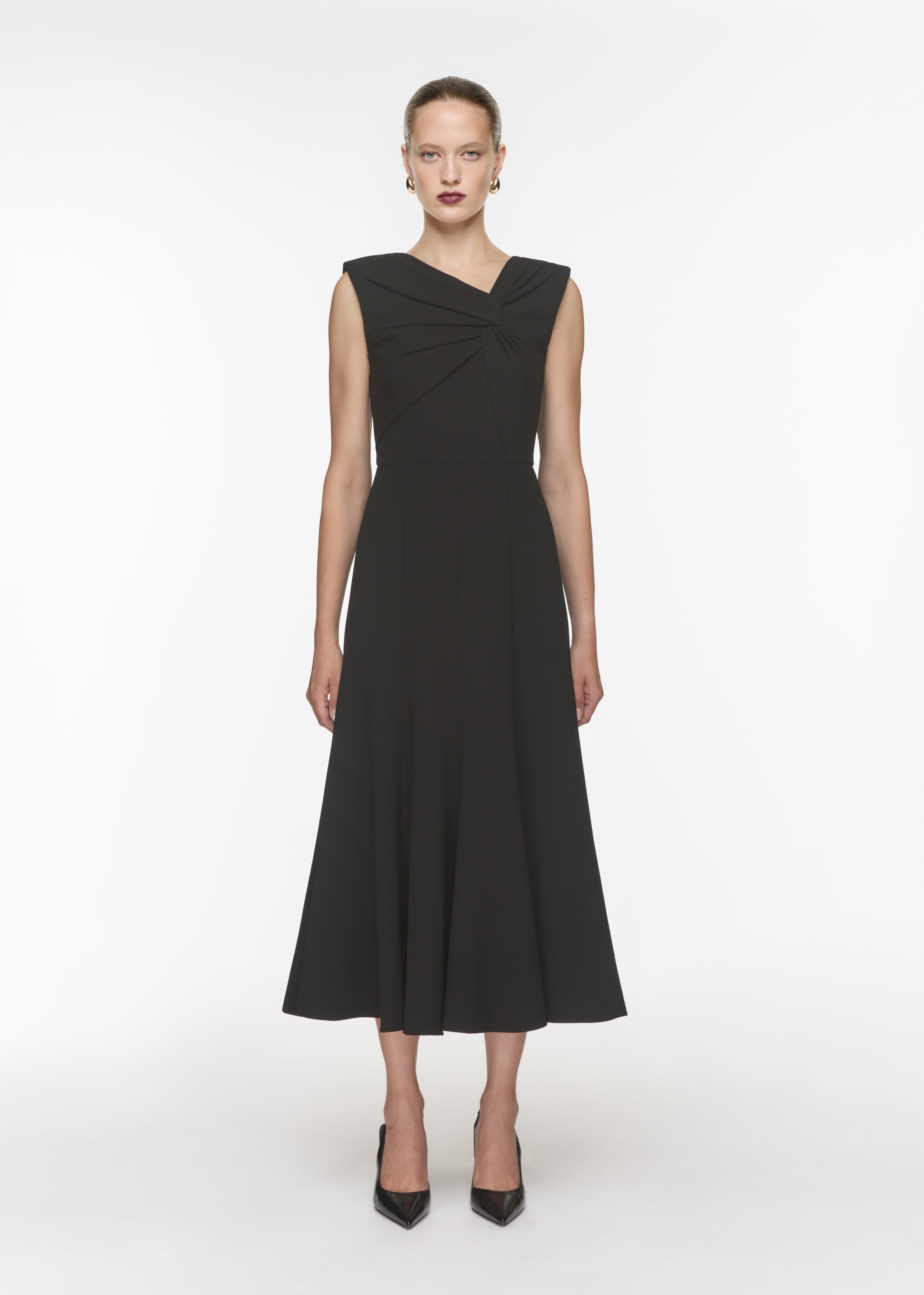Sleeveless Light Cady Midi Dress in Black – Roland Mouret