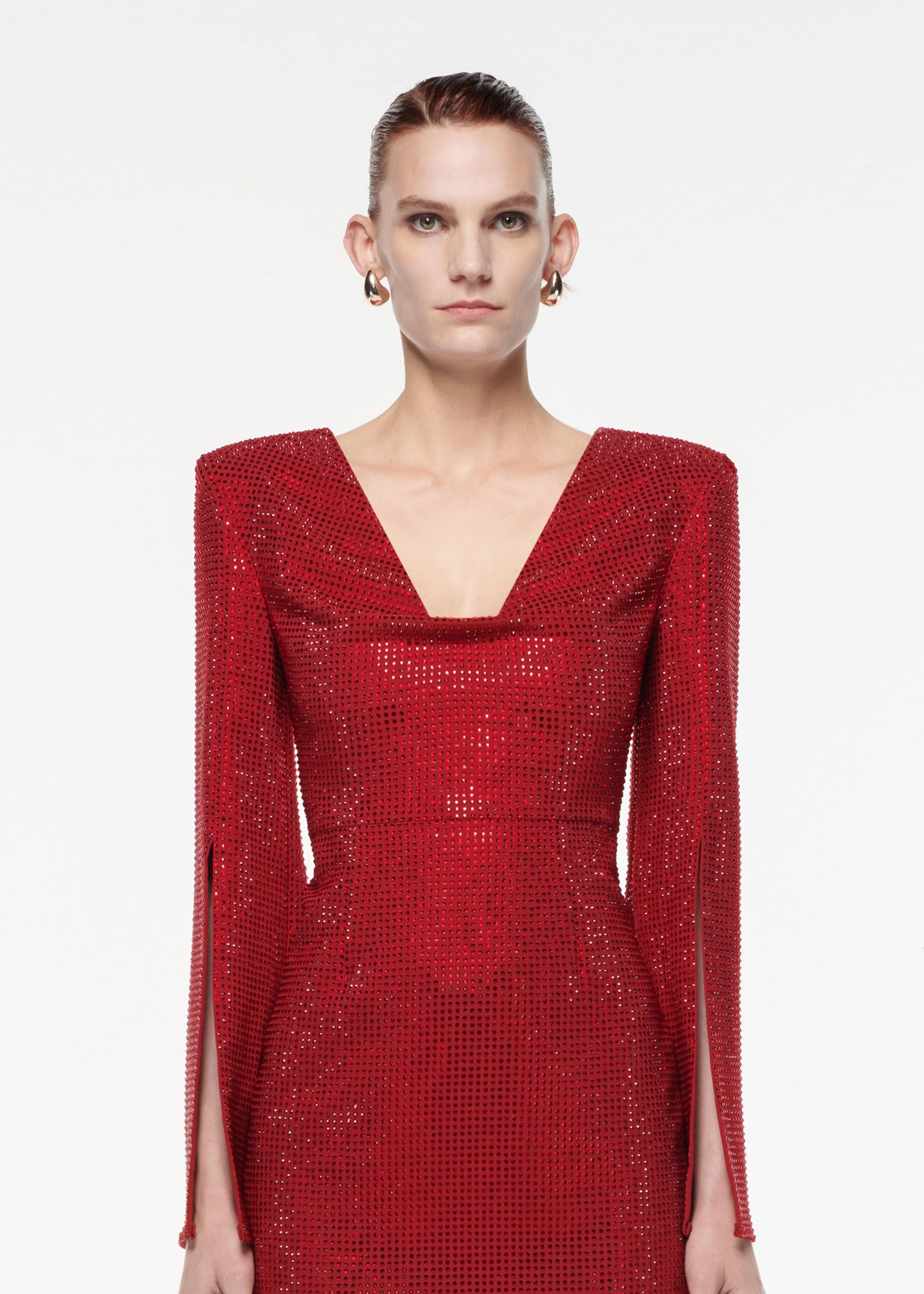 Cape Sleeve Diamante Mini Dress in Red – Roland Mouret