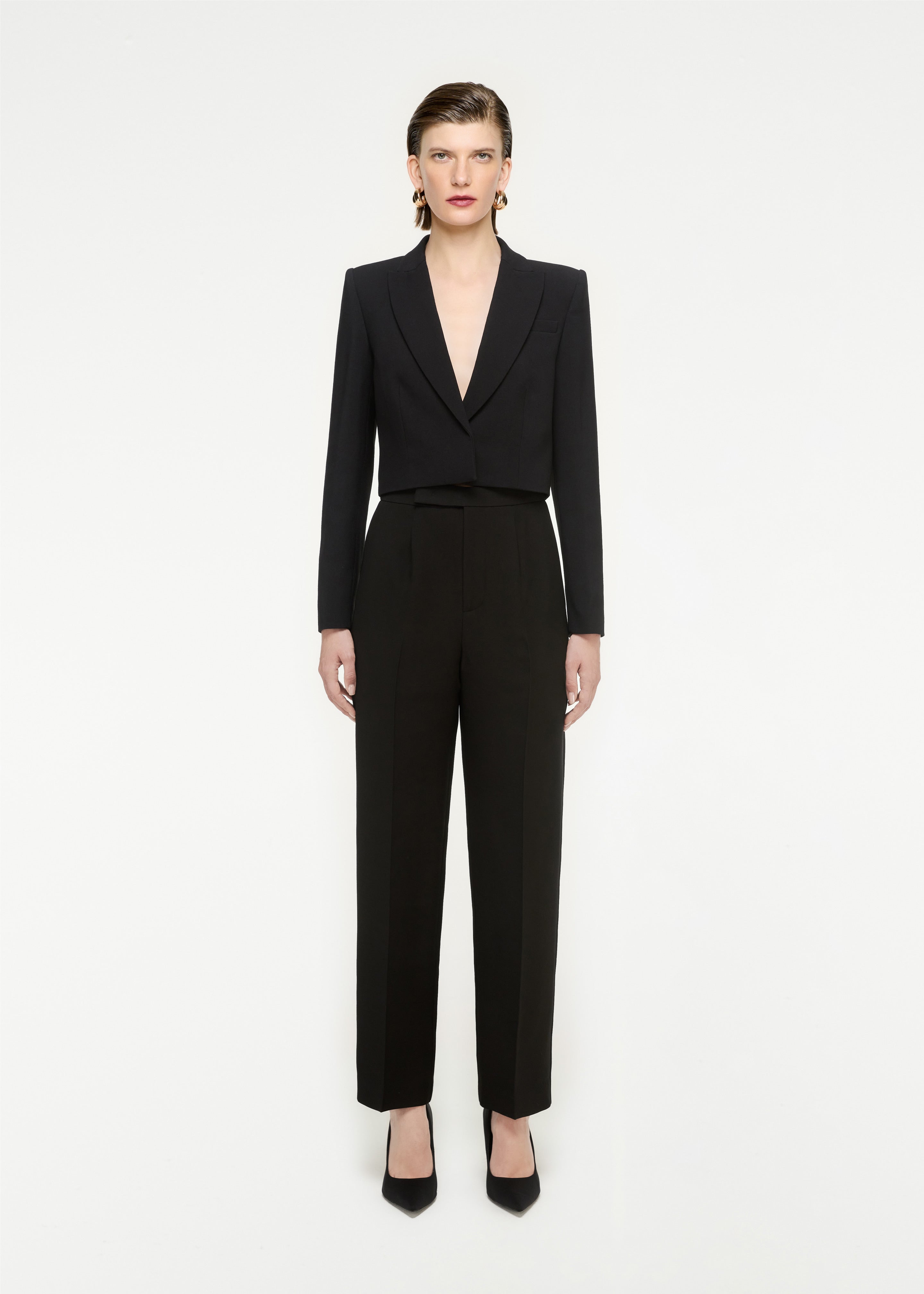 Straight Cut Wool Silk Trouser in Black – Roland Mouret