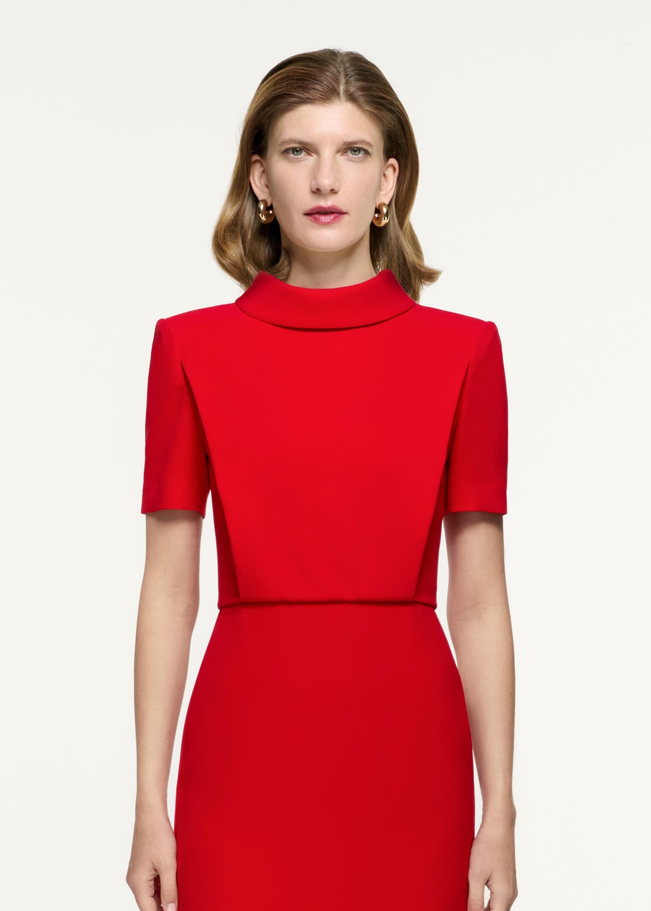 Short Sleeve Heavy Cady Midi Dress in Red – Roland Mouret