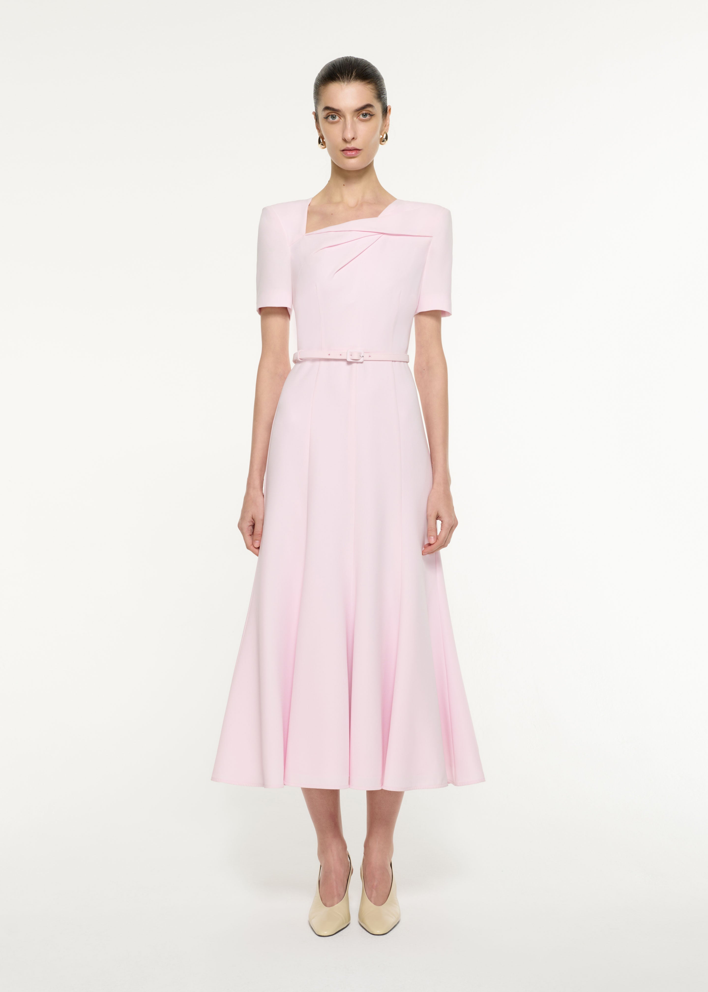 Tri-fold Drape Midi Dress in Light Pink – Roland Mouret